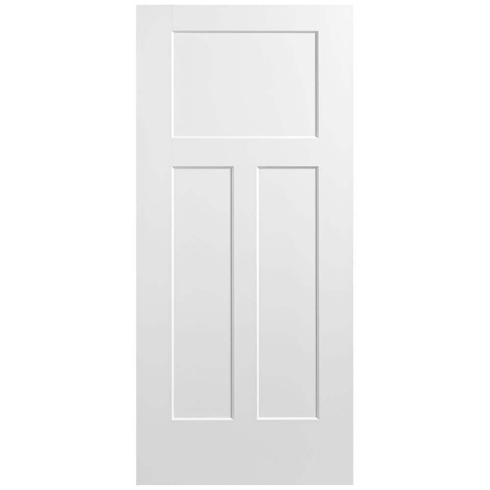Masonite 36 in. x 80 in. 3-Panel Winslow Single Bore Hollow Core Primed ...