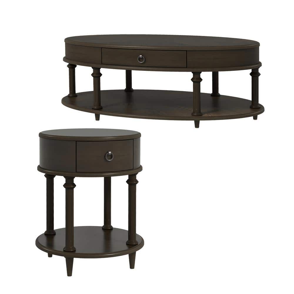 JAYDEN CREATION Mercurius Walnut Living Room Set with Wide Coffee Table ...