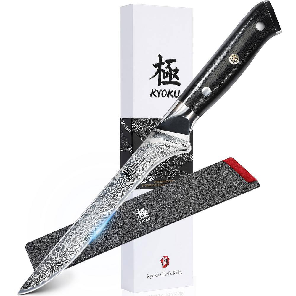 KYOKU Shogun Series 7 in. VG10 Damascus Steel Full Tang Boning Knife ...