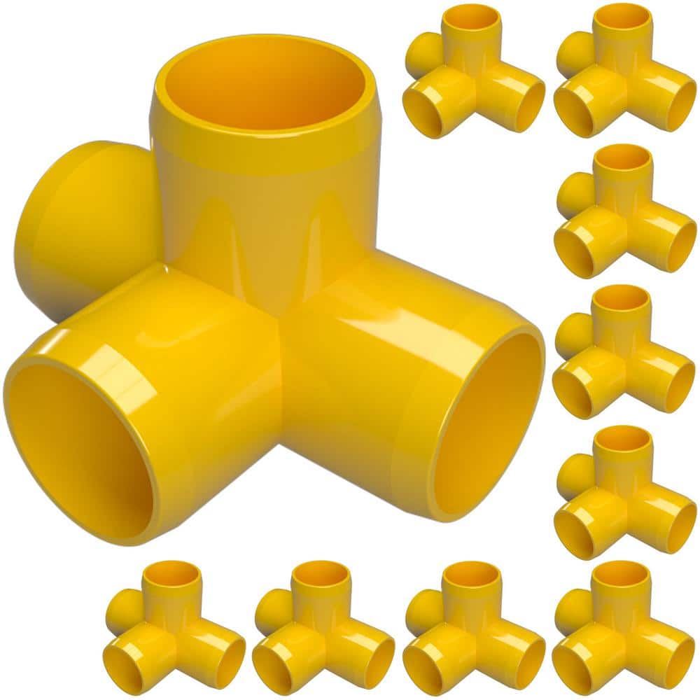 Formufit 1/2 in. Furniture Grade PVC 4-Way Tee in Yellow (10-Pack ...
