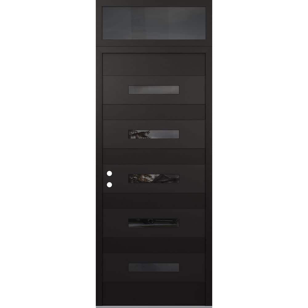 Tessari Doors D9 36 in. x 96 in. Black P Right-Hand/Inswing Mirrored ...