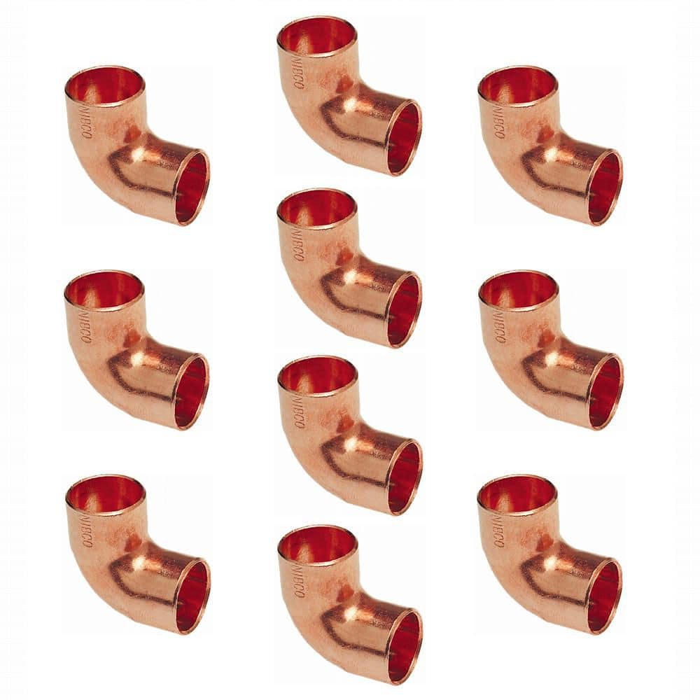 Everbilt 1/2 in. x 1/2 in. Copper 90-Degree Cup x Cup Elbow (10-Pack ...