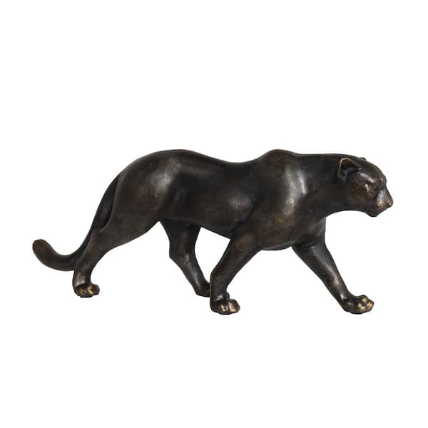 Litton Lane 3 in. x 6 in. Black Polystone Leopard Sculpture with Gold ...