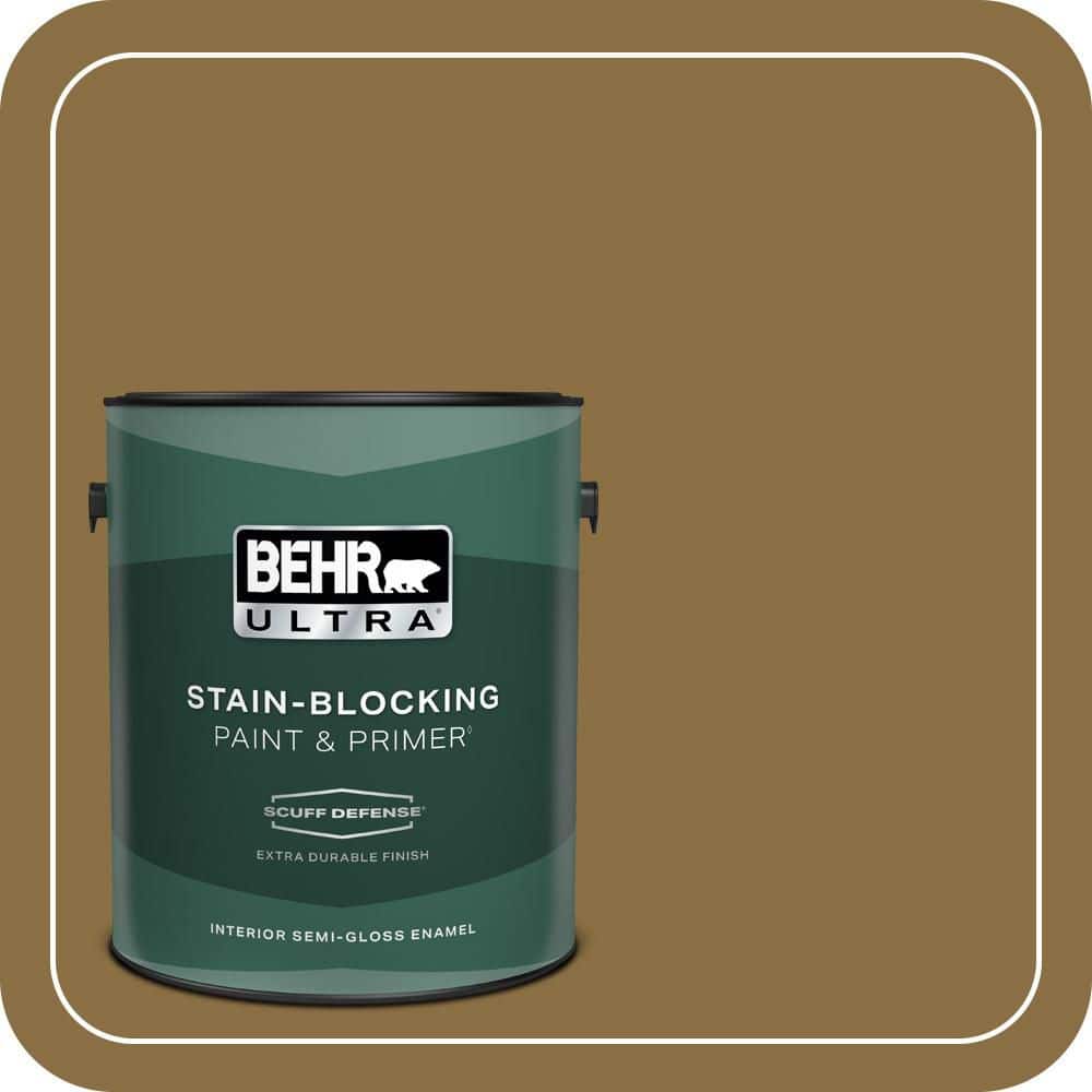 BEHR ULTRA 1 gal. #330F-7 Nutty Brown Extra Durable Semi-Gloss Enamel ...