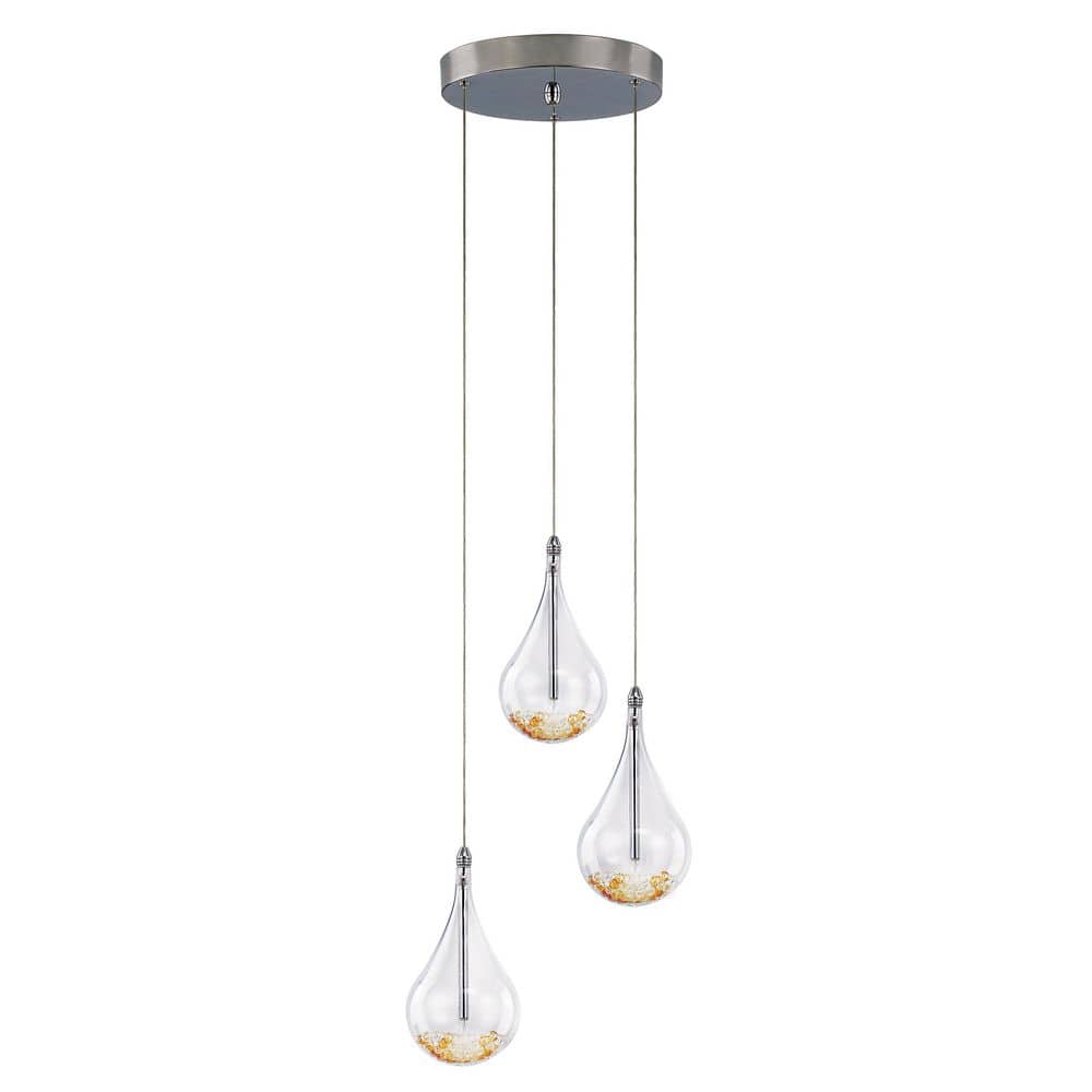 Bel Air Lighting 3-Light Polished Chrome Pendant Light Fixture with ...