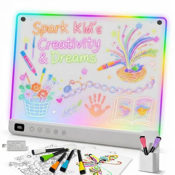 1 Pack Rechargeable LED Drawing Board Neon Light Up Doodle Tablet with ...
