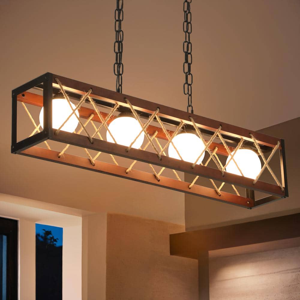 Have a question about TOZING 4-Light Black Wood LED Modern Farmhouse ...