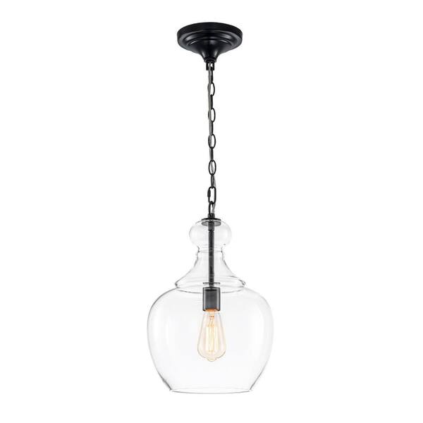 Y'INSP 60-Watt 1 Light Black Modern industrial Shaded Pendant Light ...
