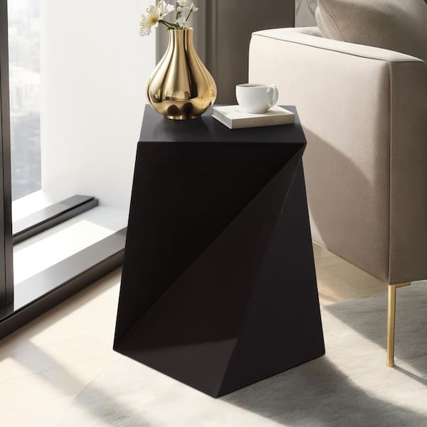 Liv & Skye 20 in. Bronze Square Metal Twisted Geometric End Table ...