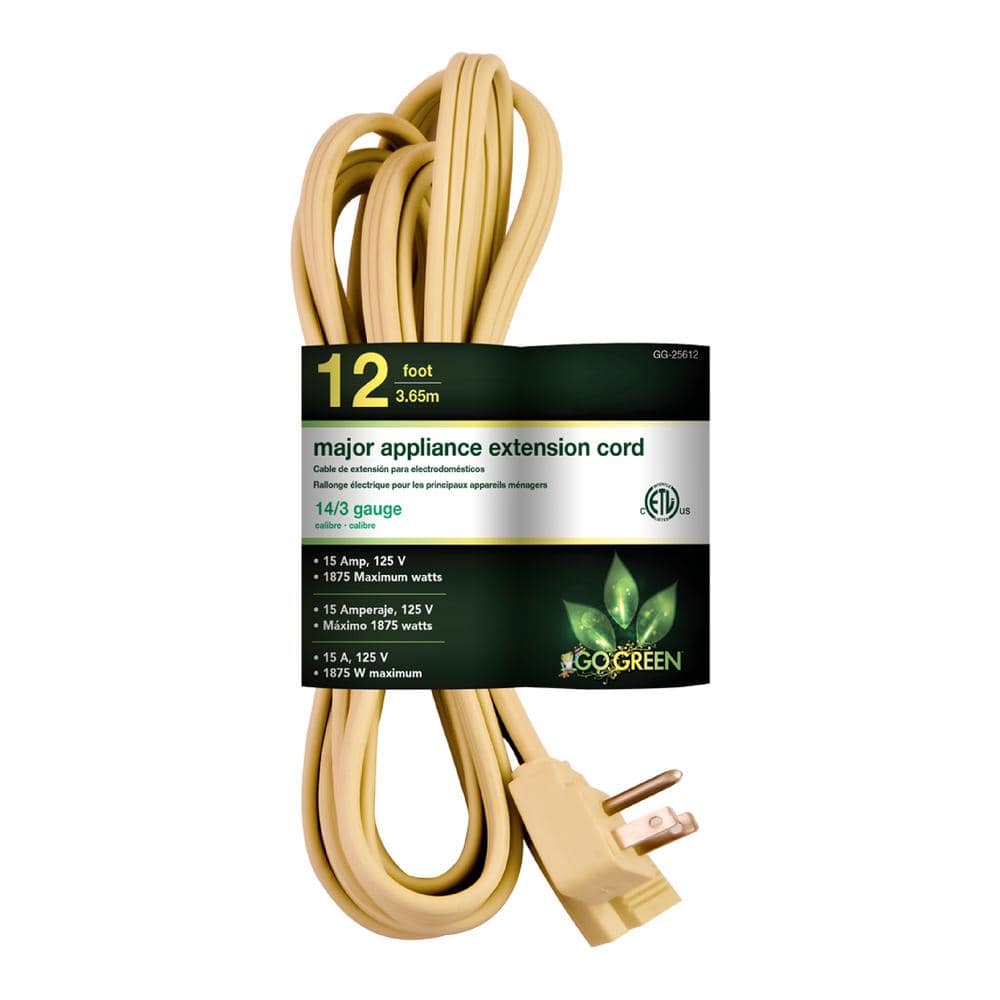 GoGreen Power 12 ft. 14/3 SPT A/C Extension Cord - Beige GG-25612 - The ...