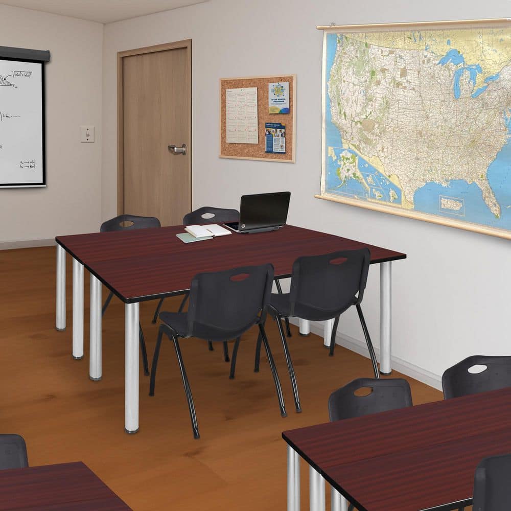 Regency Kee 72 in x 24 in. Mahogany Top Training Table Desk, Chrome ...