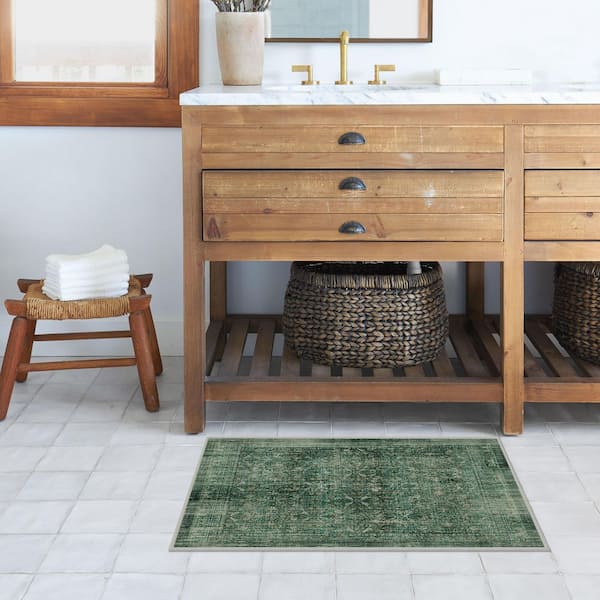 Ruggable Machine Washable Rug with Standard Pad-Frances Jade Green 2 ft ...