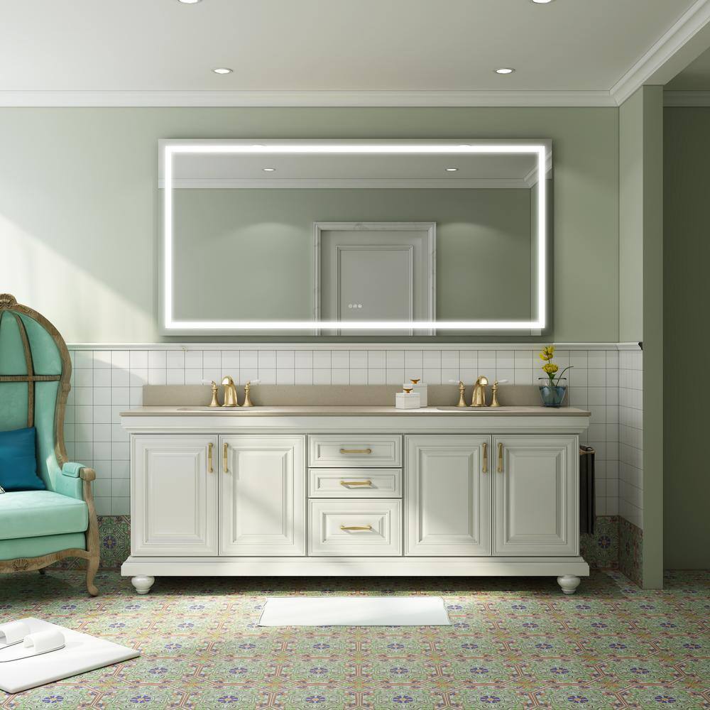 ANGELES HOME 84 in. x 42 in. Large Rectangular Frameless Wall Mounted ...