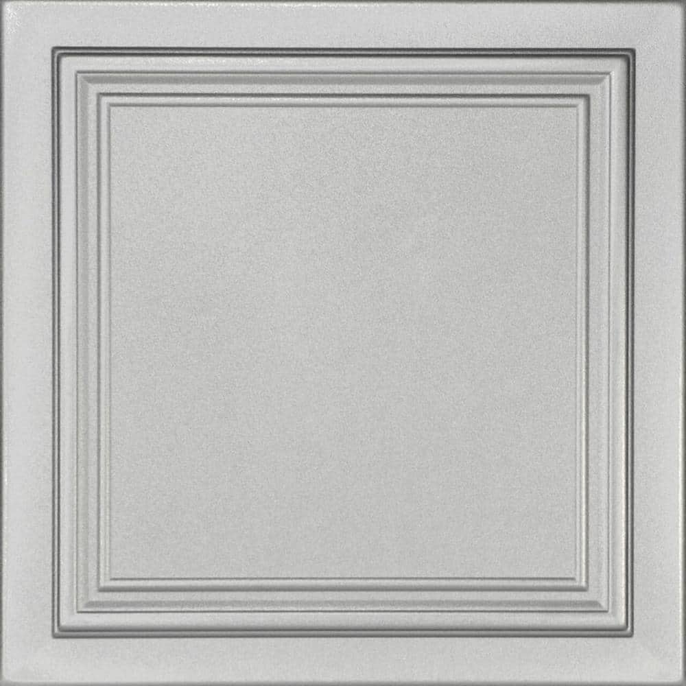 A La Maison Ceilings Line Art Silver 1.6 ft. x 1.6 ft. Decorative Foam ...