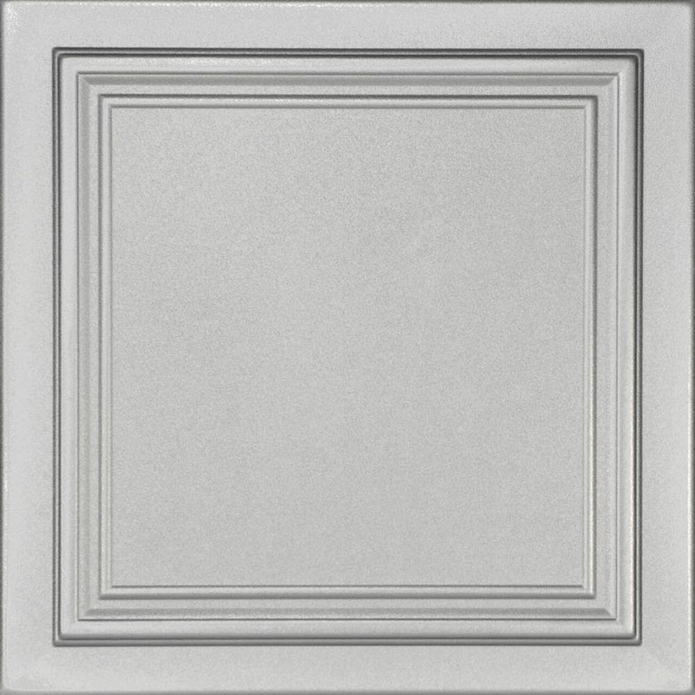 A La Maison Ceilings Line Art Silver 1.6 ft. x 1.6 ft. Decorative Foam ...
