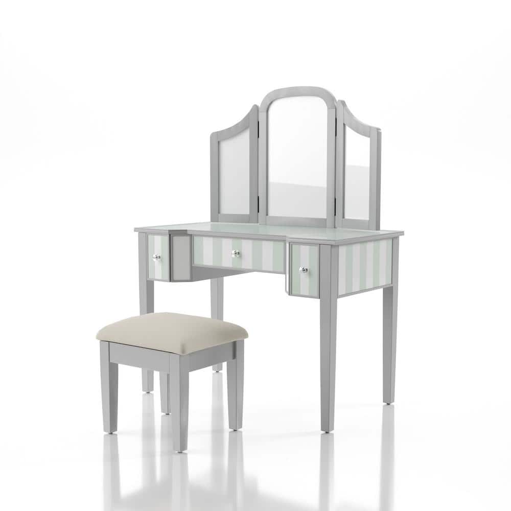 Furniture of America Brooks 3-Piece Silver Vanity Set IDF-DK6361SV ...