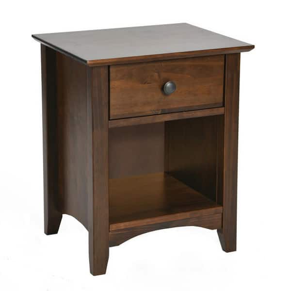 Storied Home Shaker Walnut 1-Drawer Nightstand EC0942 - The Home Depot