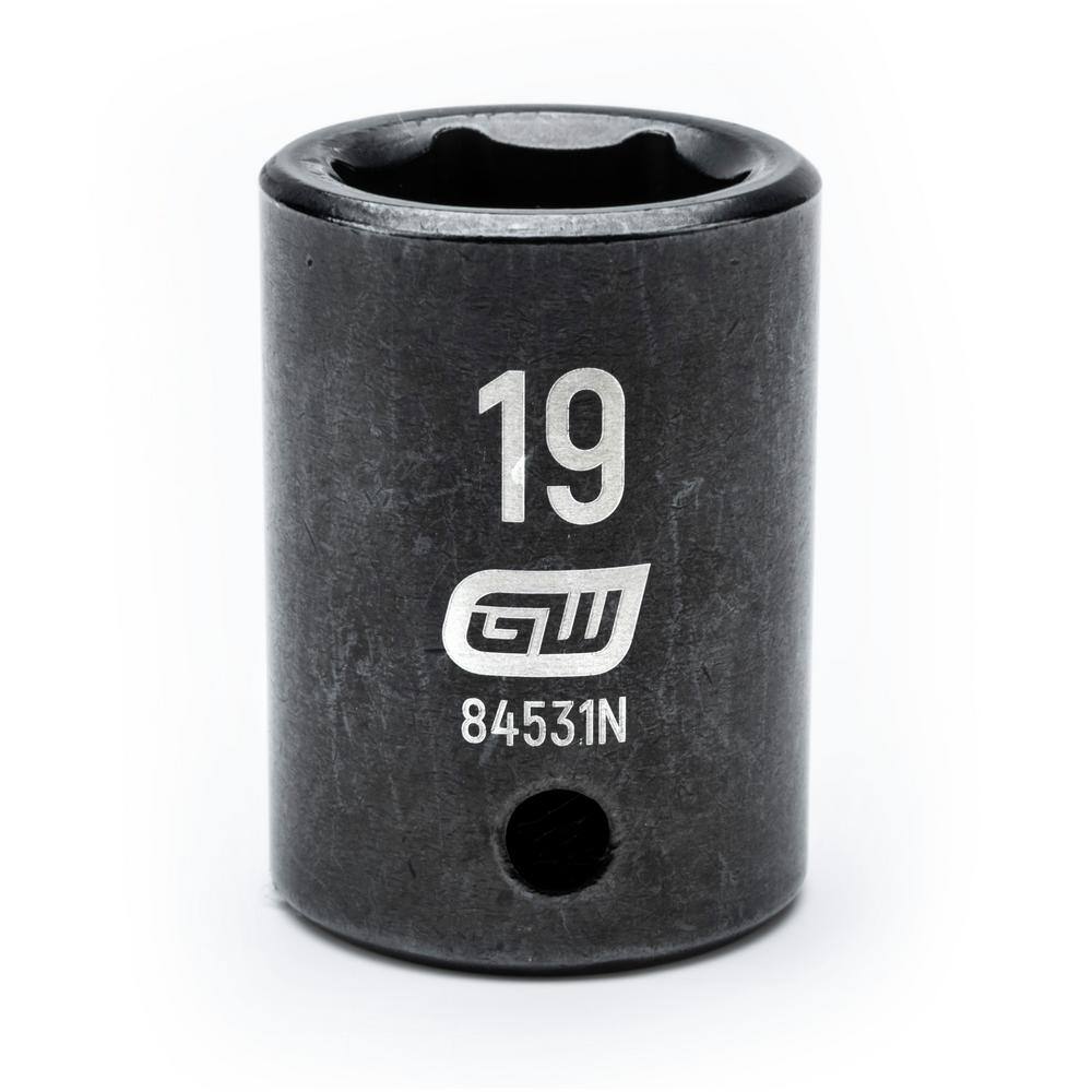 GEARWRENCH 1/2 in. Drive 6 Point Metric Standard Impact Socket 19 mm ...