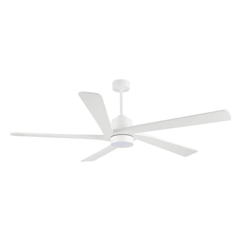 MLiAN 64 inch 5 Blades LED Indoor White Ceiling Fan with Remote WBCF ...