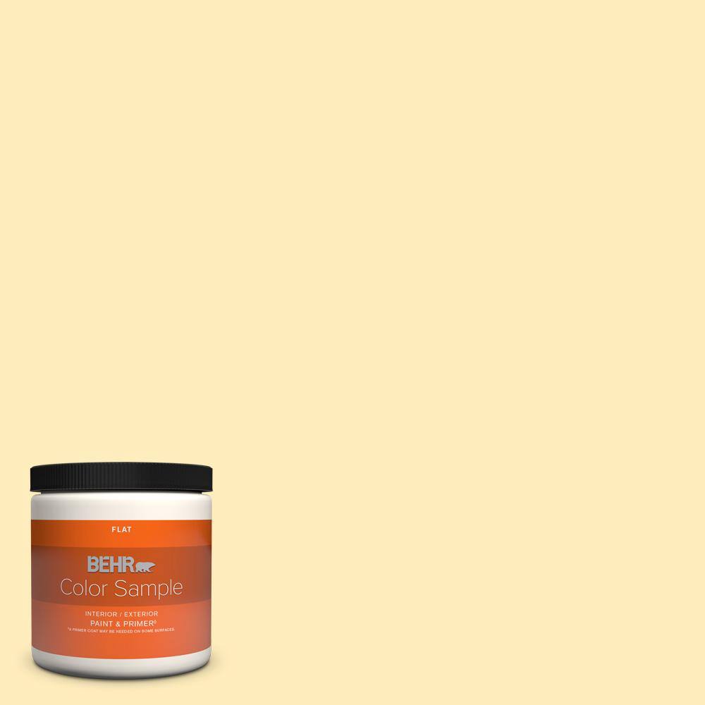 BEHR PREMIUM PLUS 8 oz. #P290-1 Soft Buttercup Flat Interior/Exterior ...