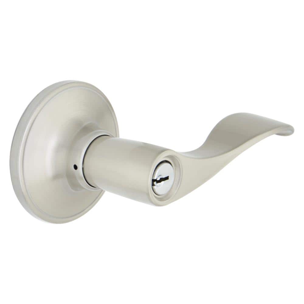Defiant Simple Series Wave Satin Nickel Keyed Entry Door Handle ...