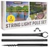 EXCELLO GLOBAL PRODUCTS Two 9 ft. String Light Poles, Black EGP-LP-ECON ...