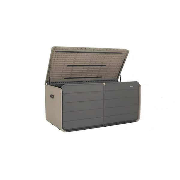 Clihome 260 Gallon Gray Plastic Patio Deck Box Outdoor Storage Box with ...
