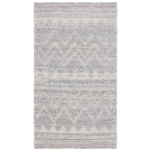 SAFAVIEH Natura 3 ft. x 5 ft. Gray Chevron Striped Solid Color Area Rug ...