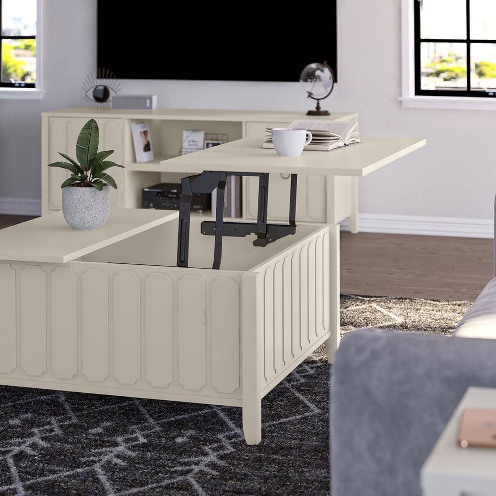 Novogratz Her Majesty, 36 in., White, Rectangle Wood Top Coffee Table ...