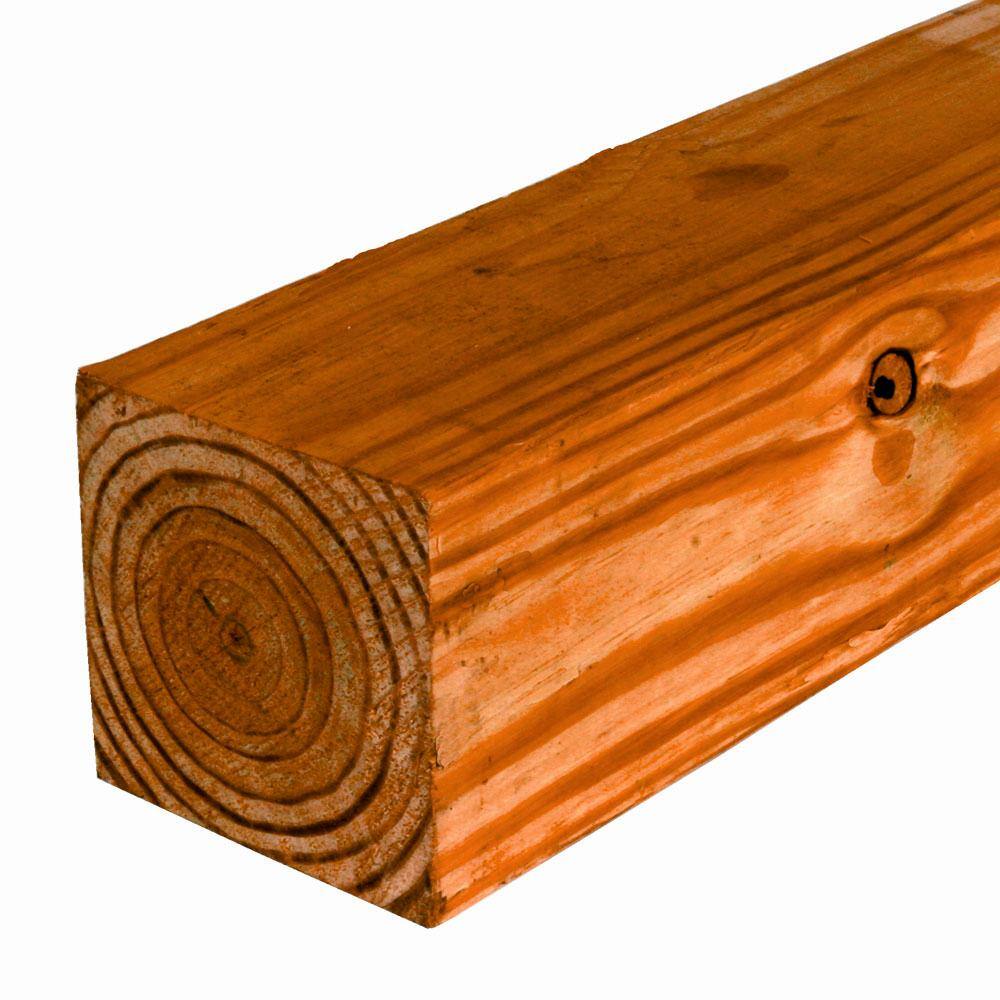 4 in. x 4 in. x 4.5 ft. Pressure Treated Eased Edge Cedar-Tone Pine ...