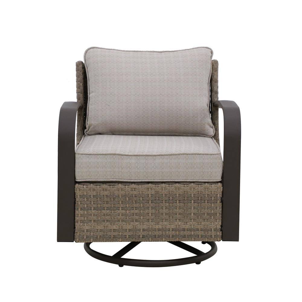 EAGLE PEAK Outdoor Swivel Wicker Outdoor Rocking Chair with Beige ...