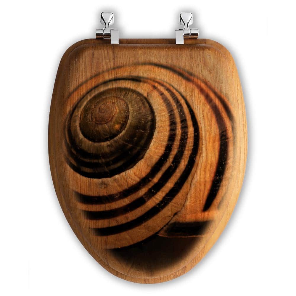 Shell Macro View Elongated Closed Front Toilet Seat in Oak Brown TS-E ...