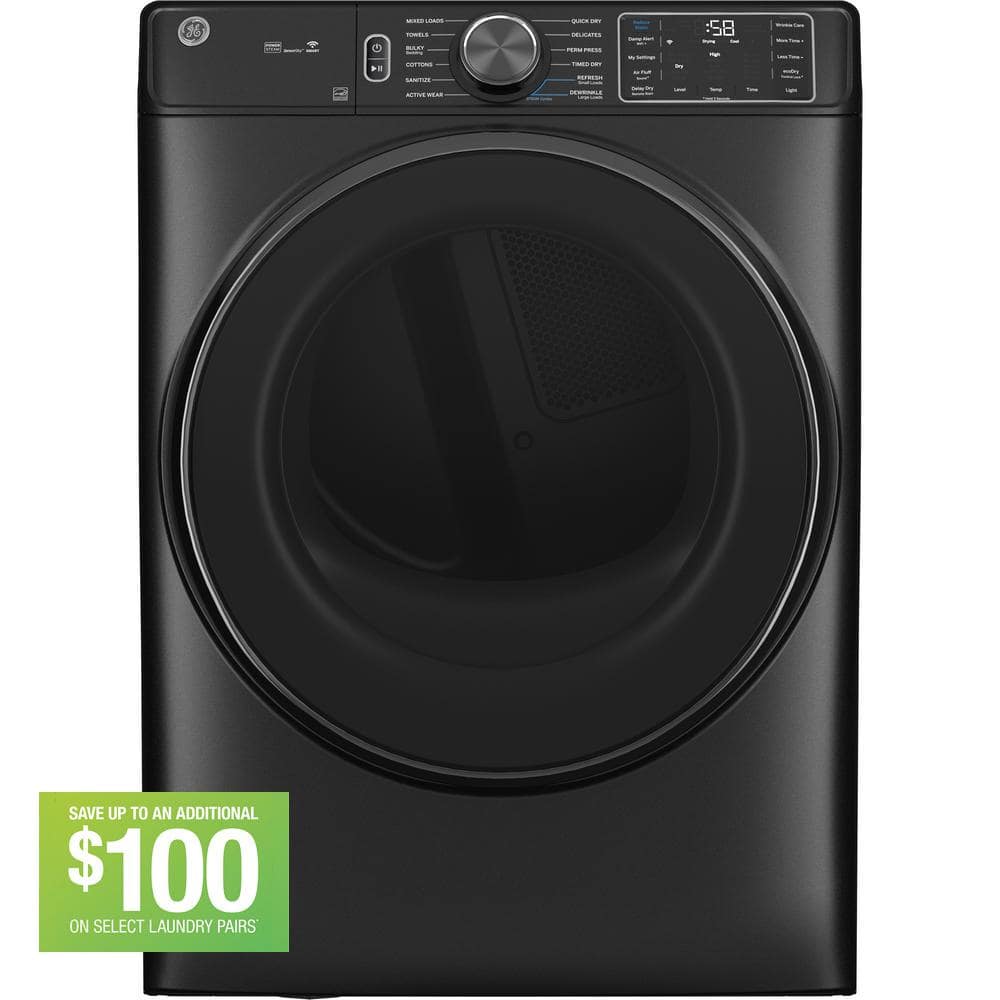 GE 7.8 cu.ft. Smart Front Load Gas Dryer in Carbon Graphite with Steam ...