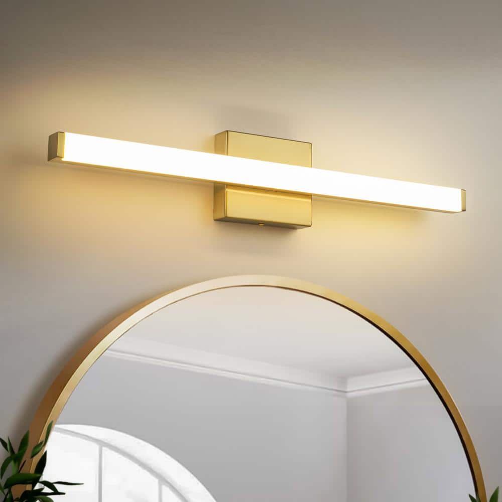 RRTYO Felecie 23.6 in. 1-Light Modern Gold Linear LED Bathroom Vanity ...