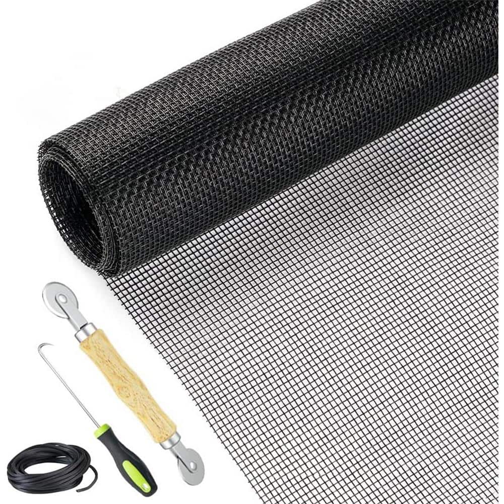 Wellco 39 in. x 118 in. Black Fiberglass Window Screen Kit with Spline ...