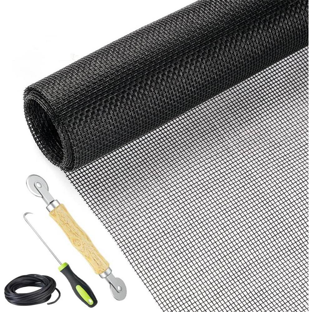 Wellco 59 in. x 106 in. Black Fiberglass Window Screen Kit with Spline ...