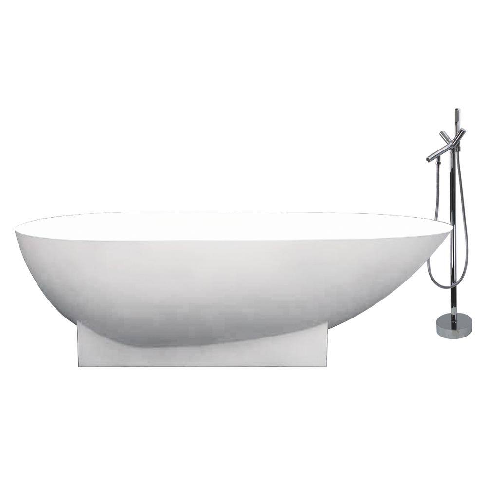 Transolid Shea 70.87 in. Stone Resin Flatbottom Bathtub with Faucet in ...