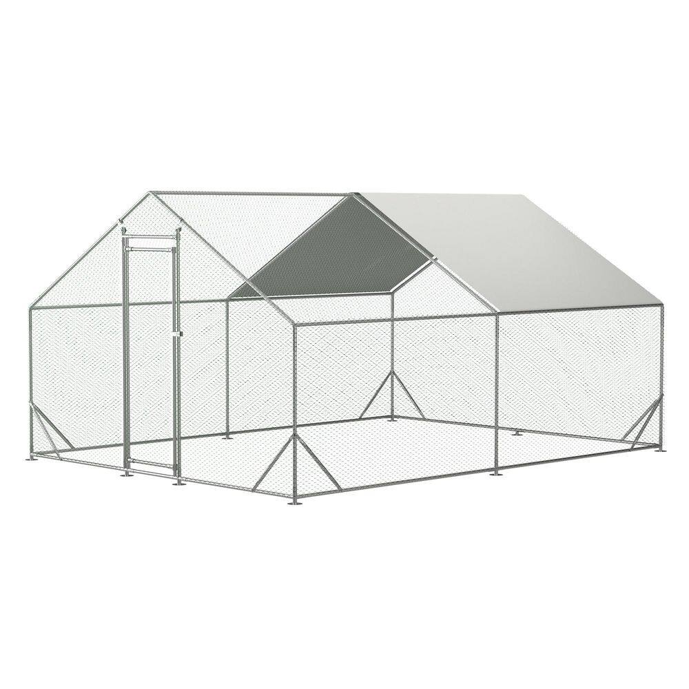 Siavonce 156 in. W x 76 in. H Large Metal Chicken Coop, Walk-in Garden ...