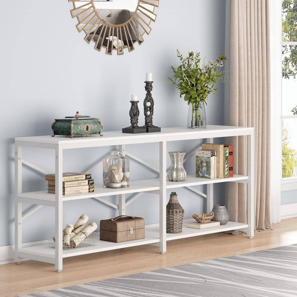 Have a question about TRIBESIGNS WAY TO ORIGIN Bulgari 70.9 in. White Console Table Sofa Table with 3 Open Storage Shelves Pg 1 The Home Depot