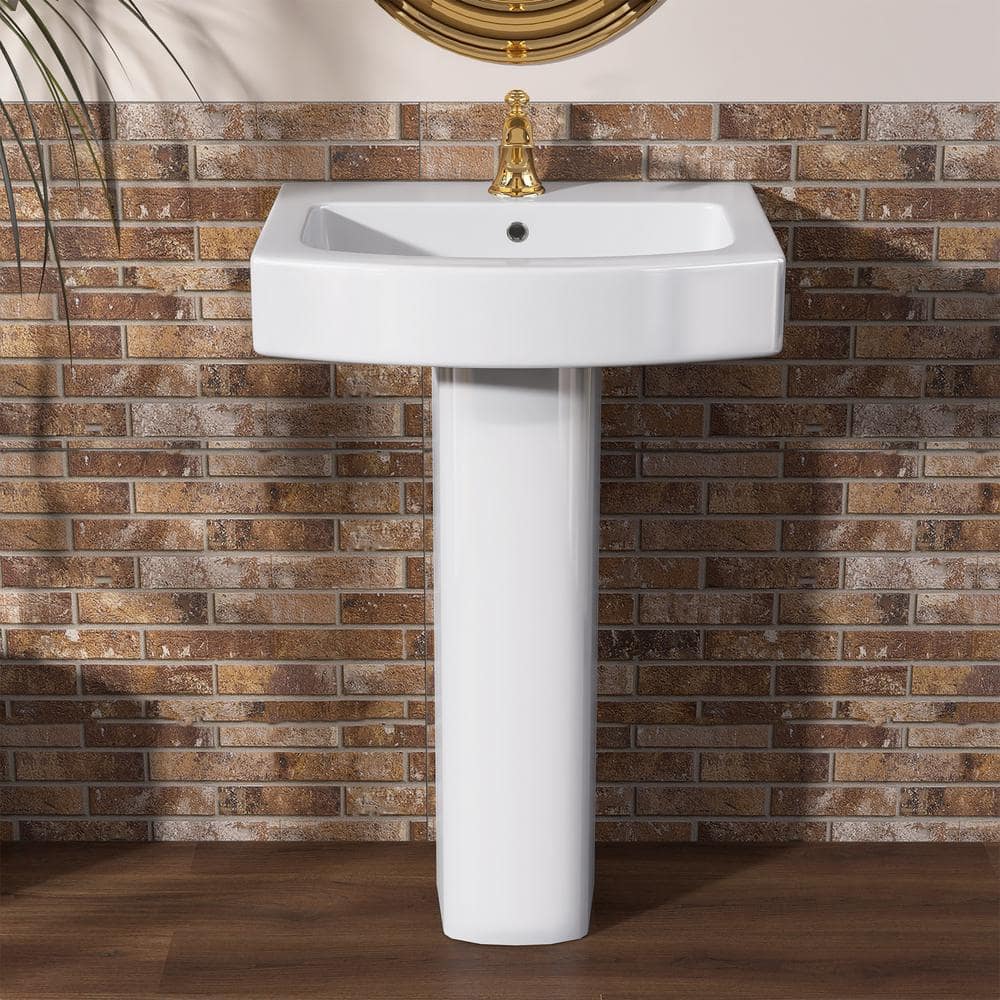 Getpro 23 in. W x 18 in. D Vitreous China Vessel Pedestal U Shape Combo ...