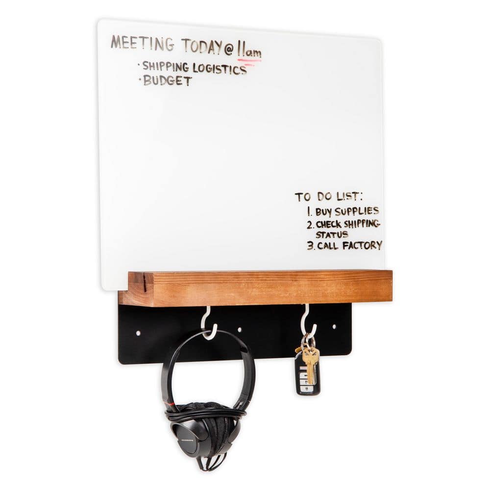 Mind Reader Glass Dry Erase Board with Sliding Corkboard, Wall Mounted ...
