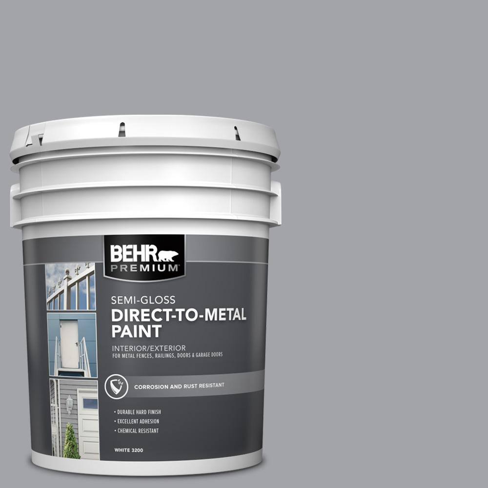 BEHR PREMIUM 5 gal. #N530-4 Power Gray Semi-Gloss Direct to Metal ...