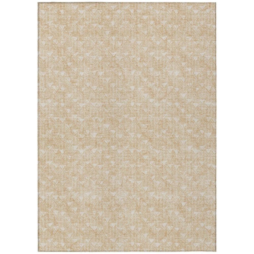 HomeRoots Brown 3 ft. x 5 ft. Geometric Indoor / Outdoor Area Rug ...