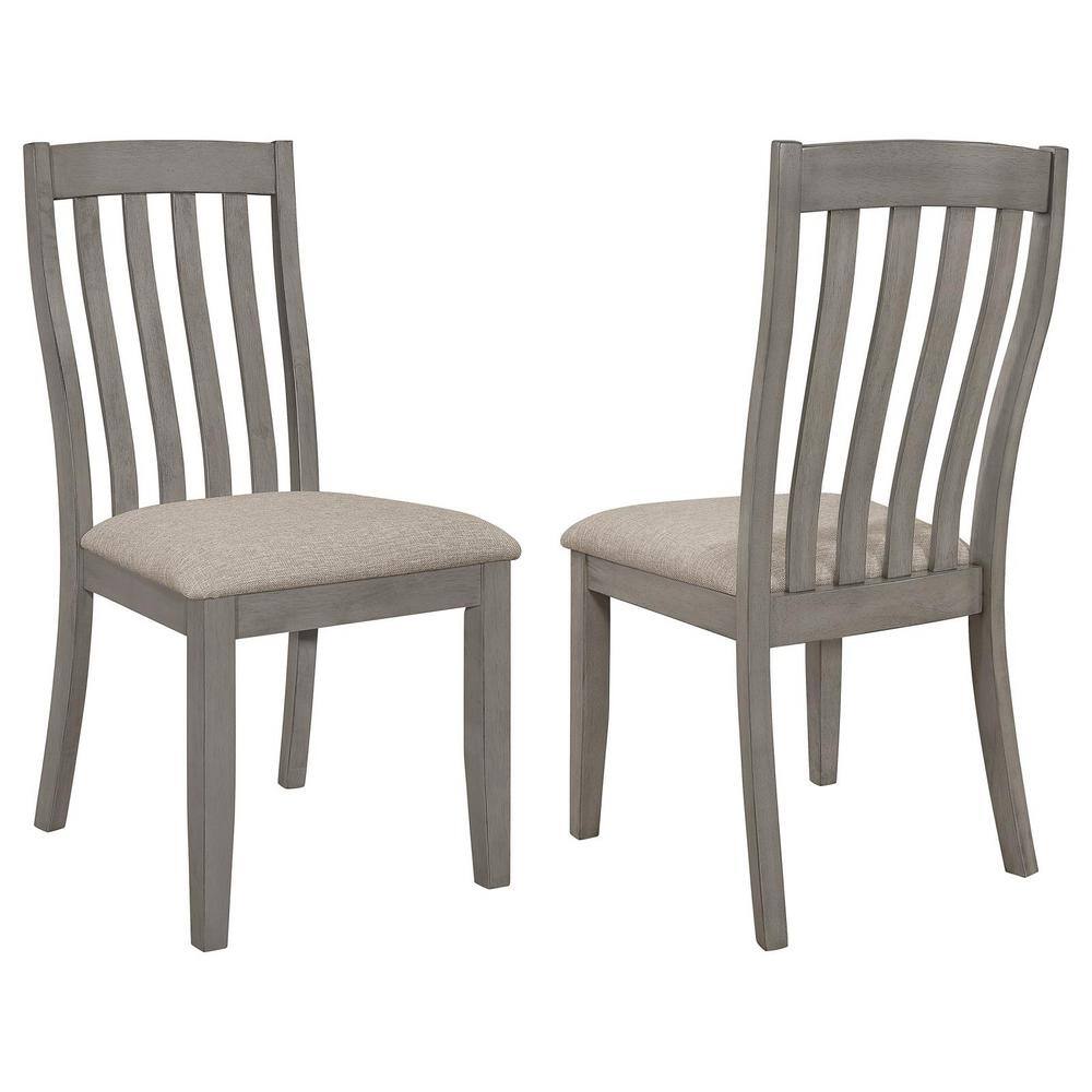 Coaster Nogales Coastal Gray Linen-like Fabric Slat Back Side Chairs ...