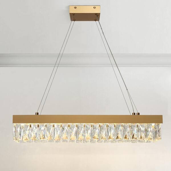 Zevni Modern 1-Light Plating Brass Rectangle Integrated LED Chandelier ...