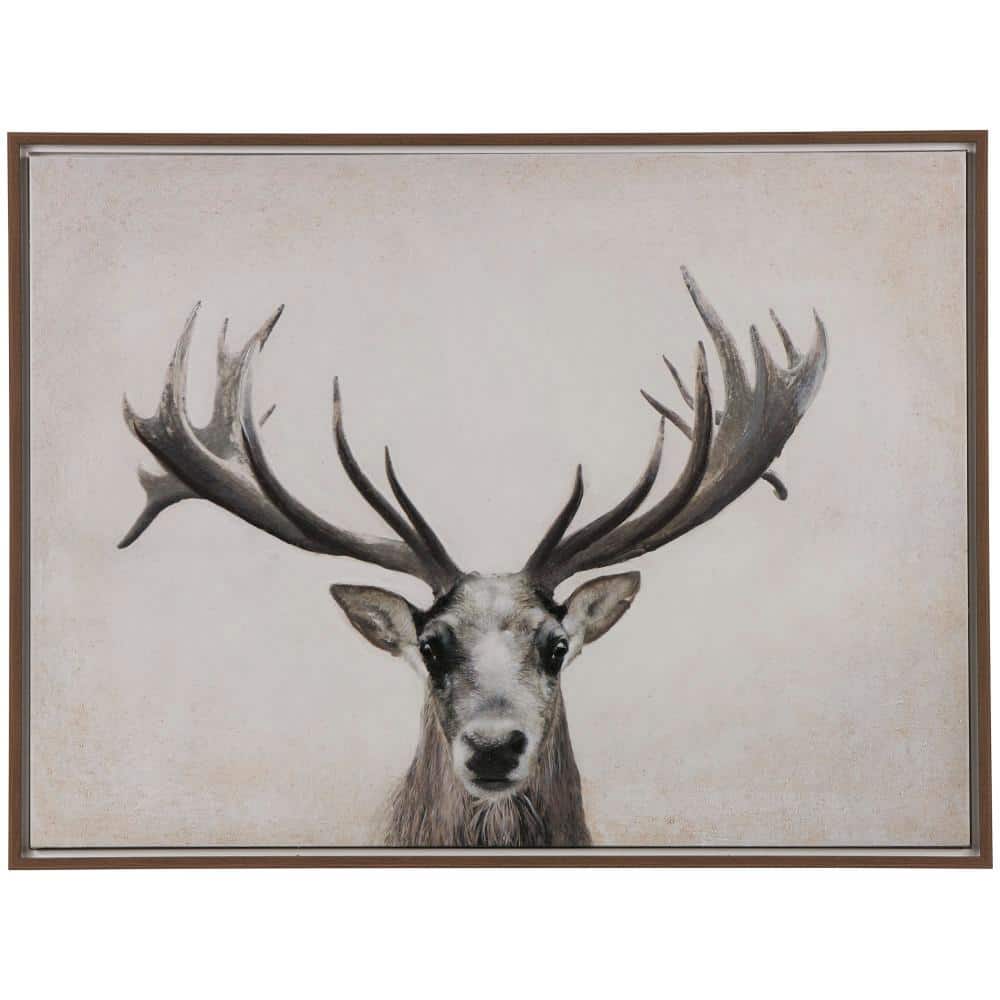 Litton Lane 1- Panel Deer Gazing Framed Wall Art Print with Wood Frame ...