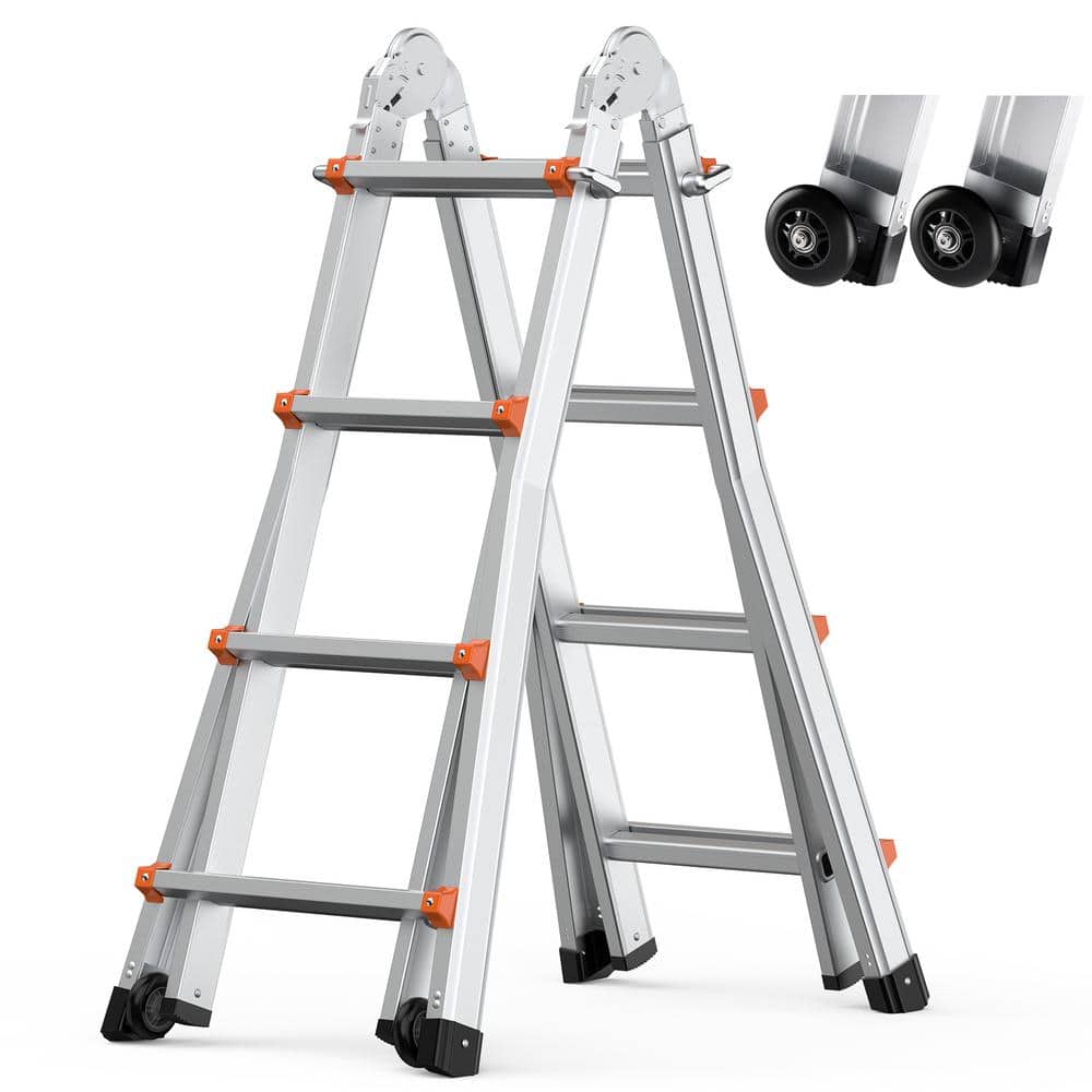VEVOR Telescoping Ladder a Frame, 15 ft. Aluminum Extension Ladder ...