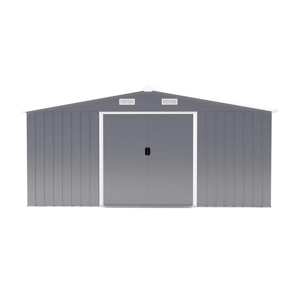 LCEPURE TRADE INC 10 ft. W x12 ft. D Metal Steel Storage Shed with ...
