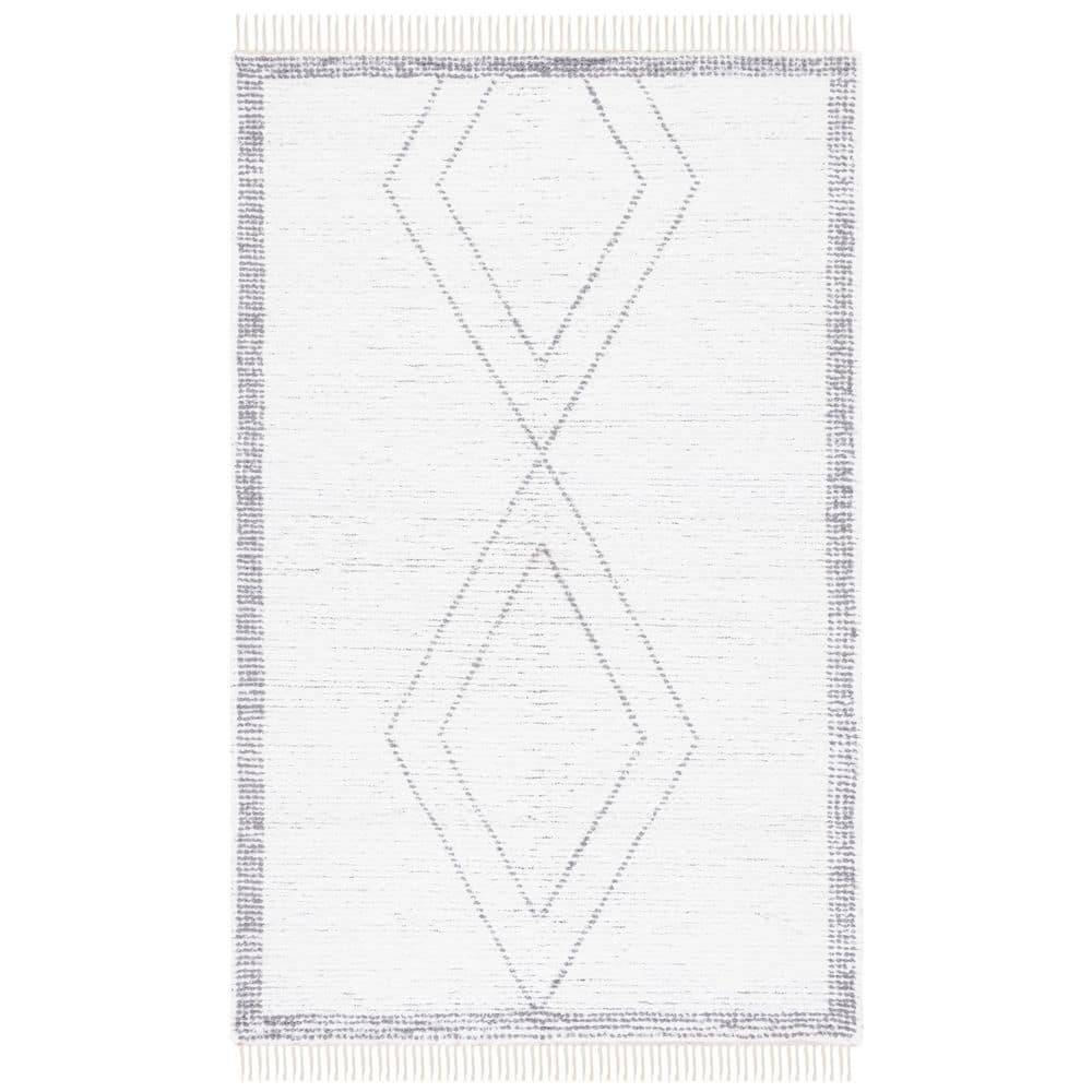 SAFAVIEH Casablanca 5 ft. x 8 ft. Ivory/Gray Border Geometric Area Rug ...