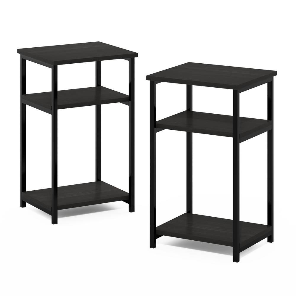 Furinno Just 13.4 in. Espresso Rectangle Wood End Table with Industrial ...